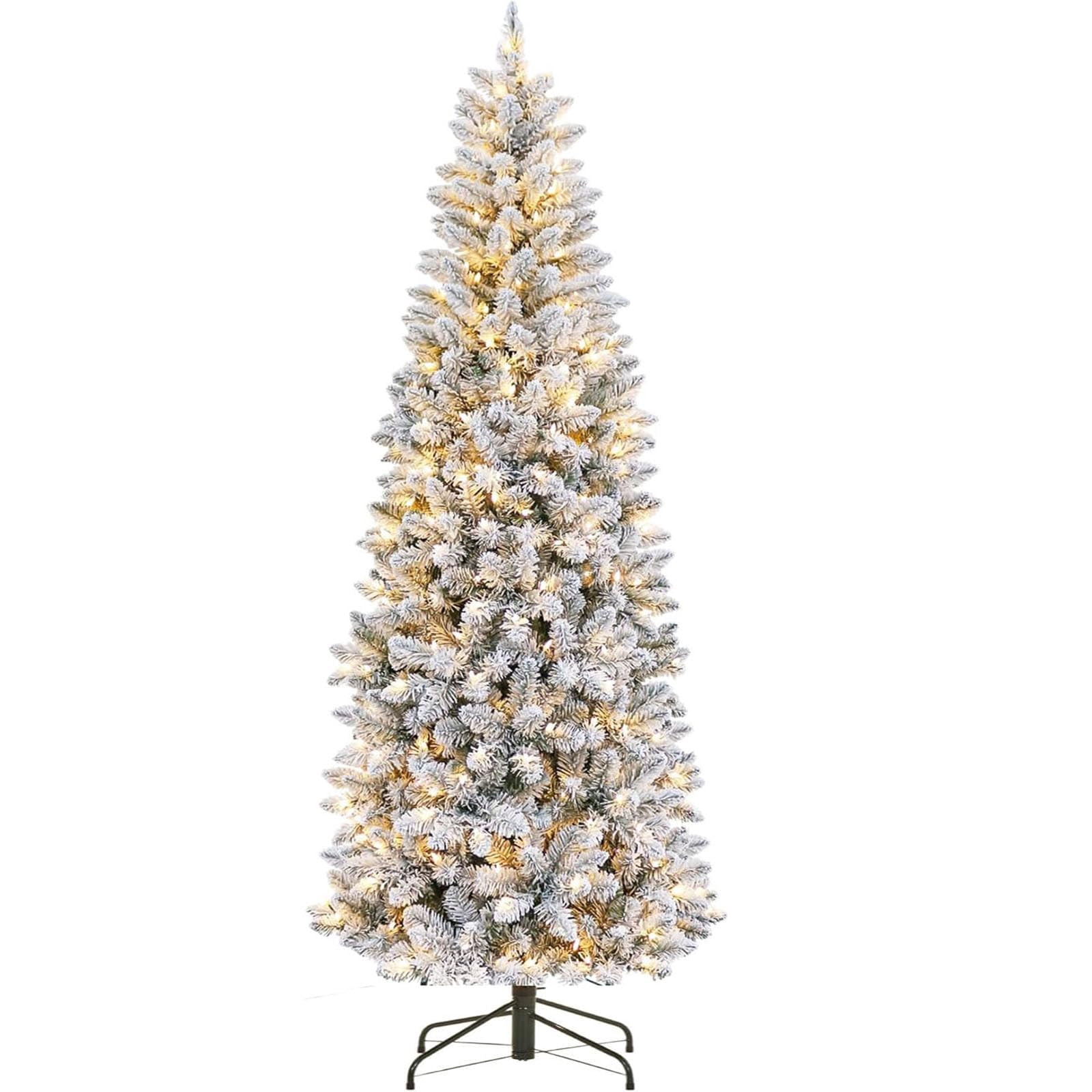 7.5 ft Pencil Christmas Tree,Artificial Pre-Lit Christmas Tree ...