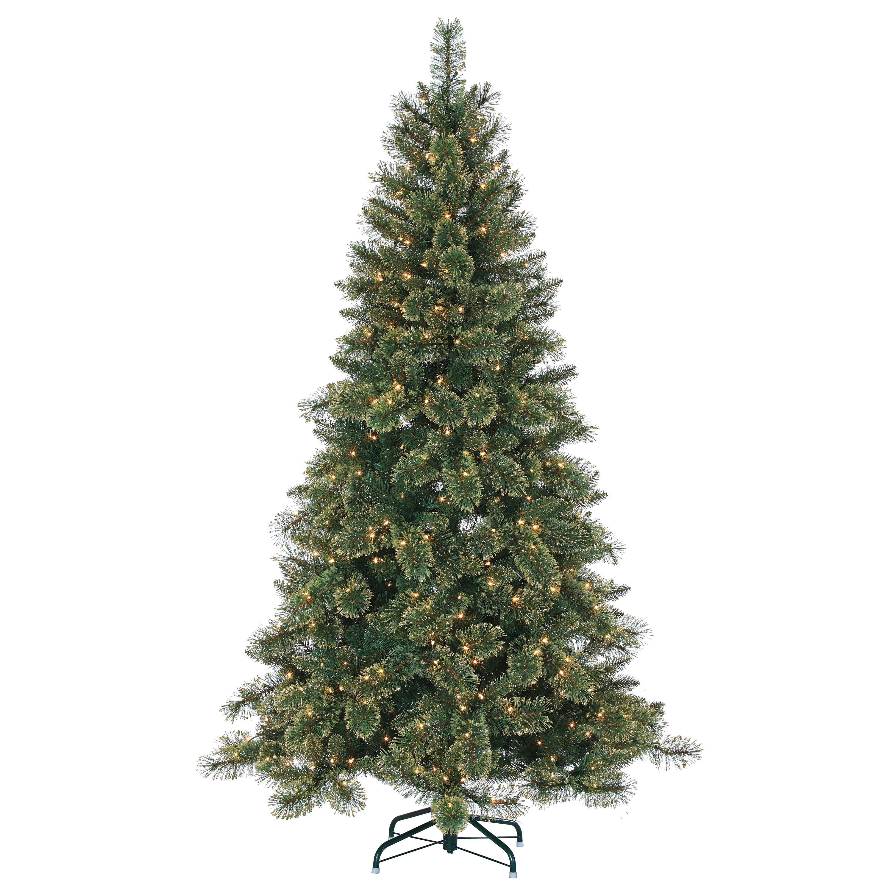 7.5 ft. Pre Lit Clear Incandescent Hard Needle Gold Glitter Cashmere ...