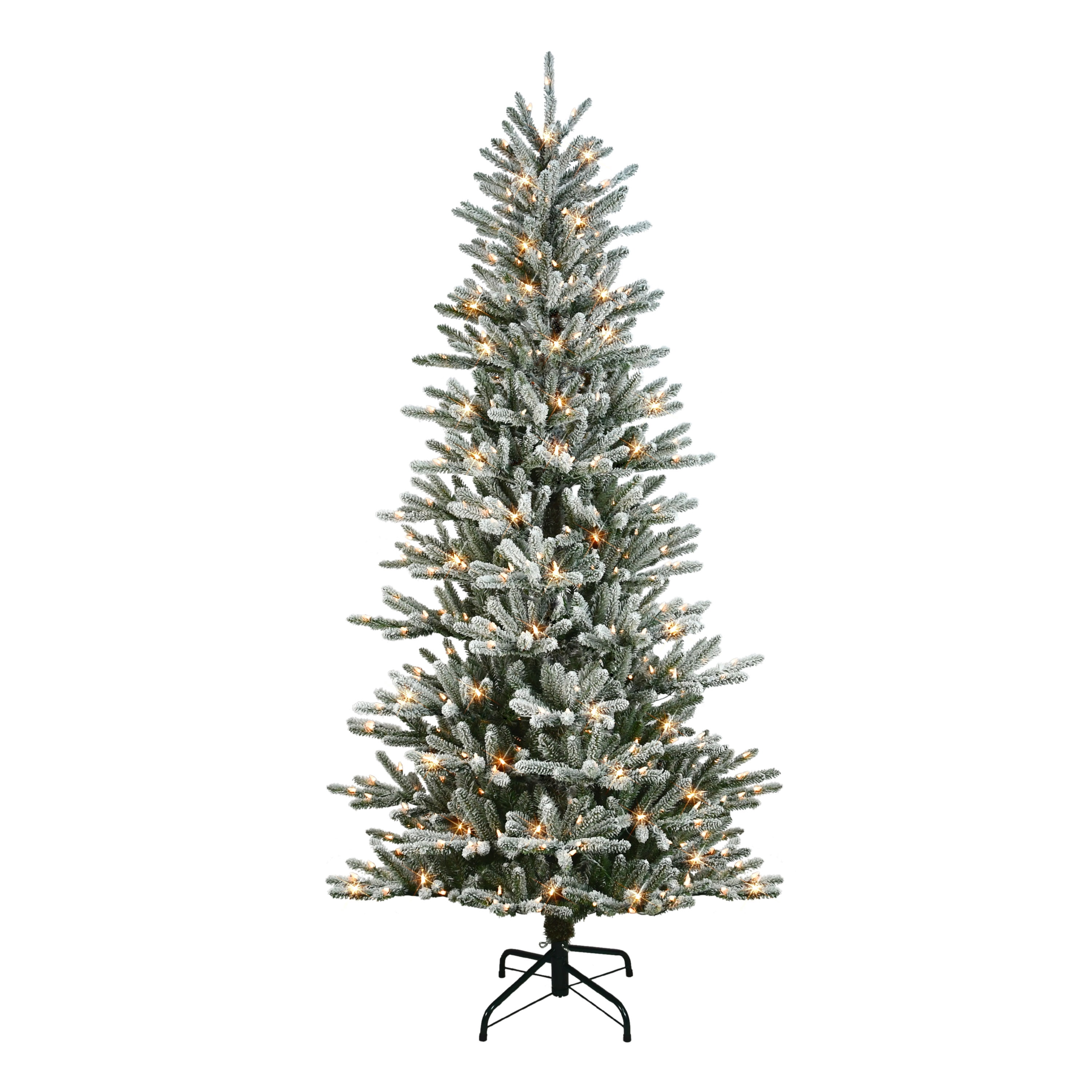 7.5 ft Pre-Lit Flocked Artificial Mountain View Spruce Tree - Walmart.com