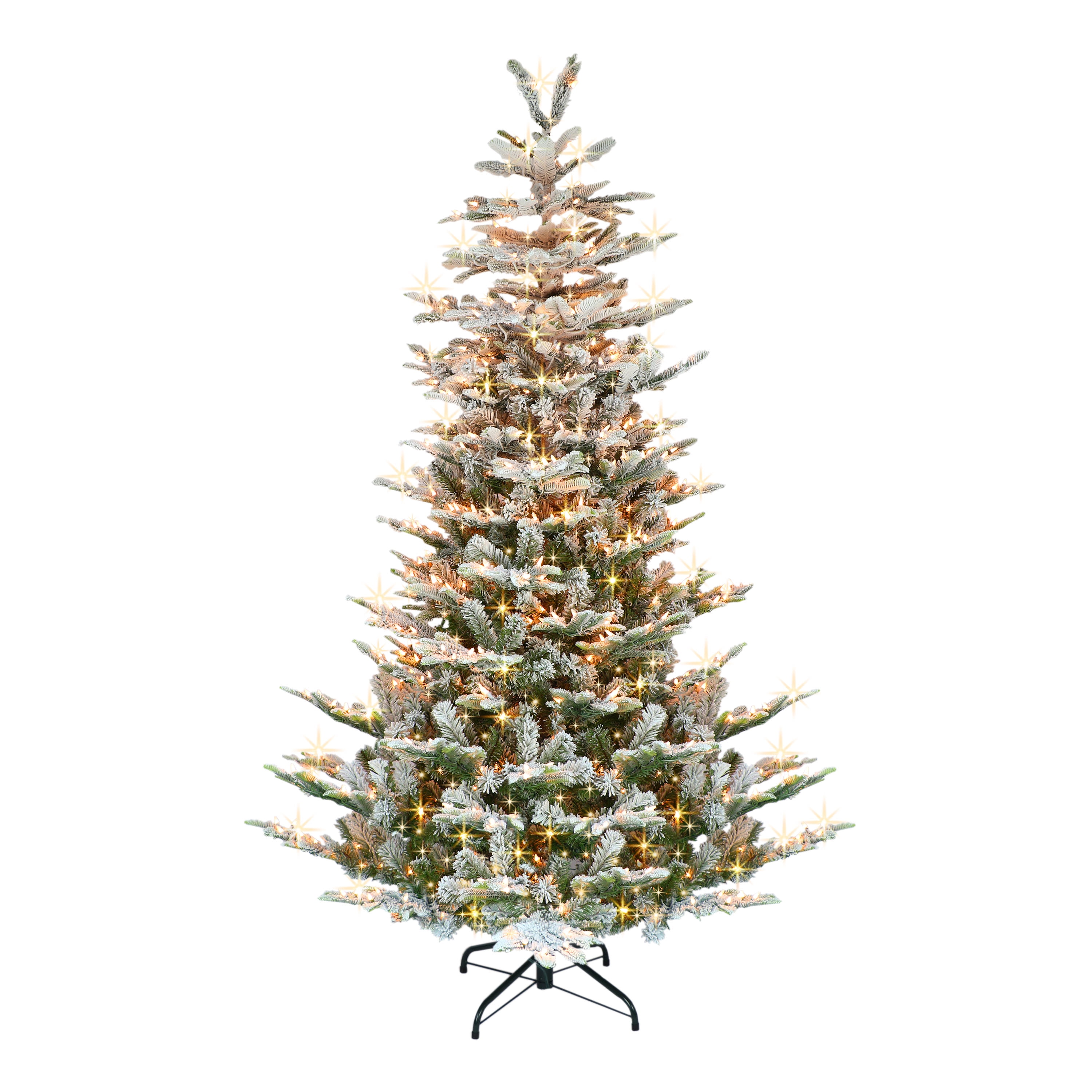 7.5 ft Pre-Lit Flocked Aspen Fir Artificial Tree - Walmart.com