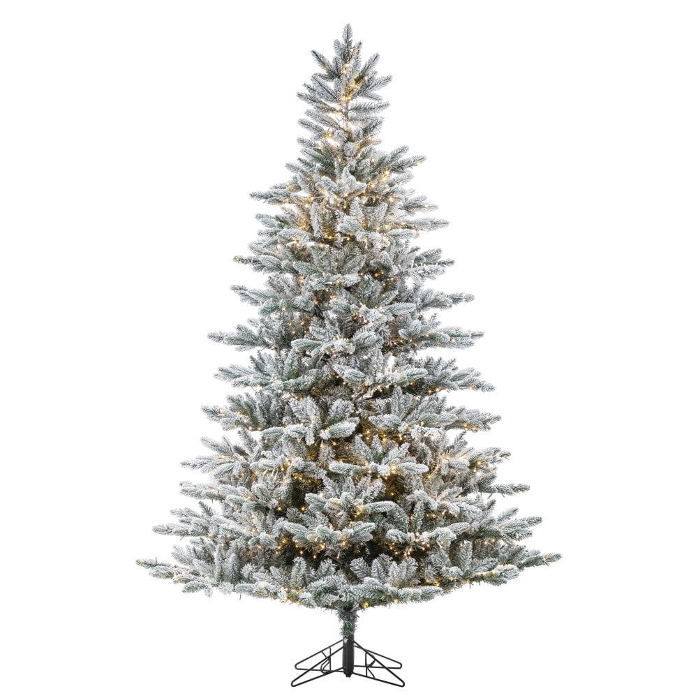7.5 ft. Pre Lit Warm White LED Flocked Natural Cut Redwood Pine ...