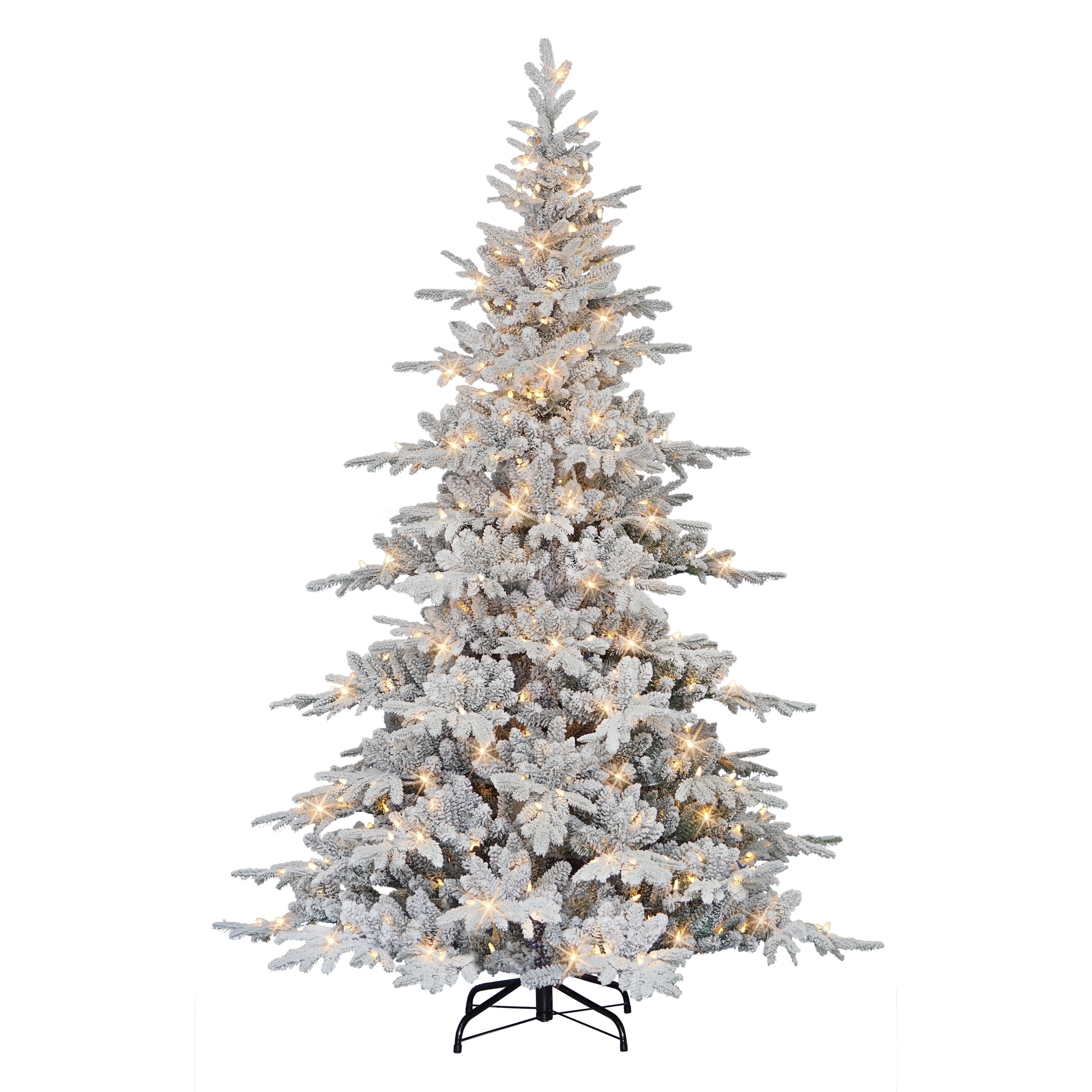 7.5 ft Pre-lit Flocked Utah Fir Artificial Christmas Tree with 500 Dual ...