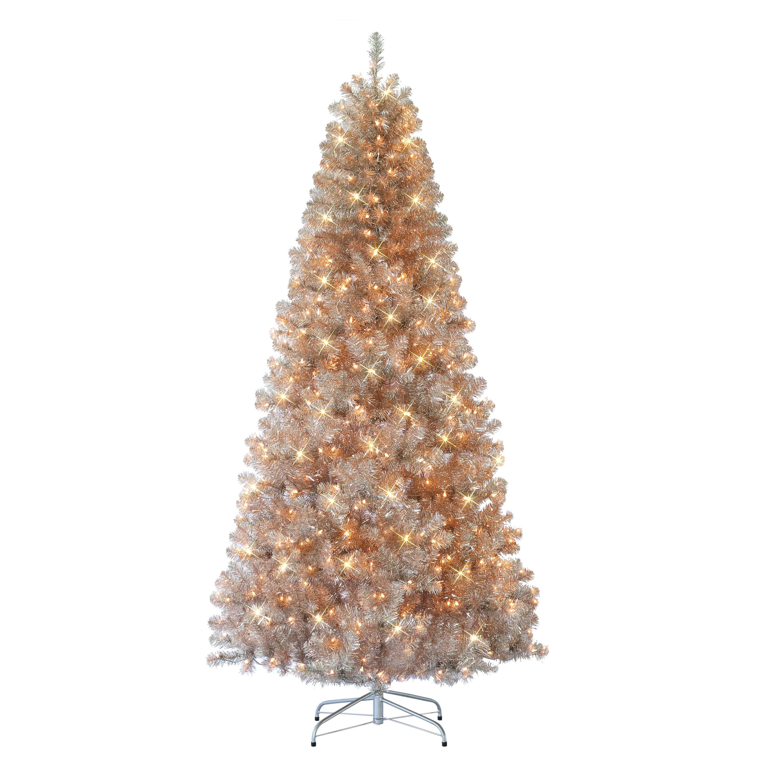 7.5 ft Pre-lit Rose Gold Tree 1315 Tips 500 UL Clear Incandescent ...