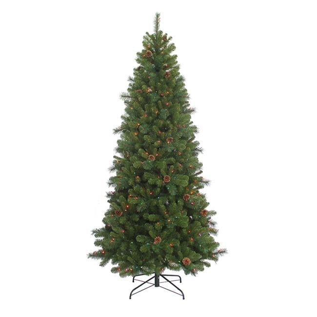 Kurt Adler 7.5 ft. Slim Pre-Lit Multi-Color Burlington Artificial Tall ...