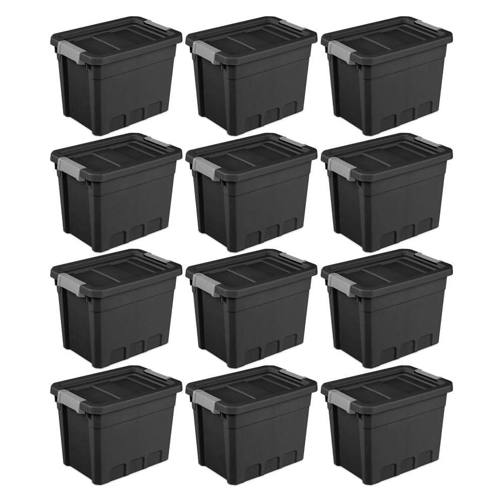 7.5 gal. Rugged Industrial Storage Totes with Latch Lid in Black (12 ...