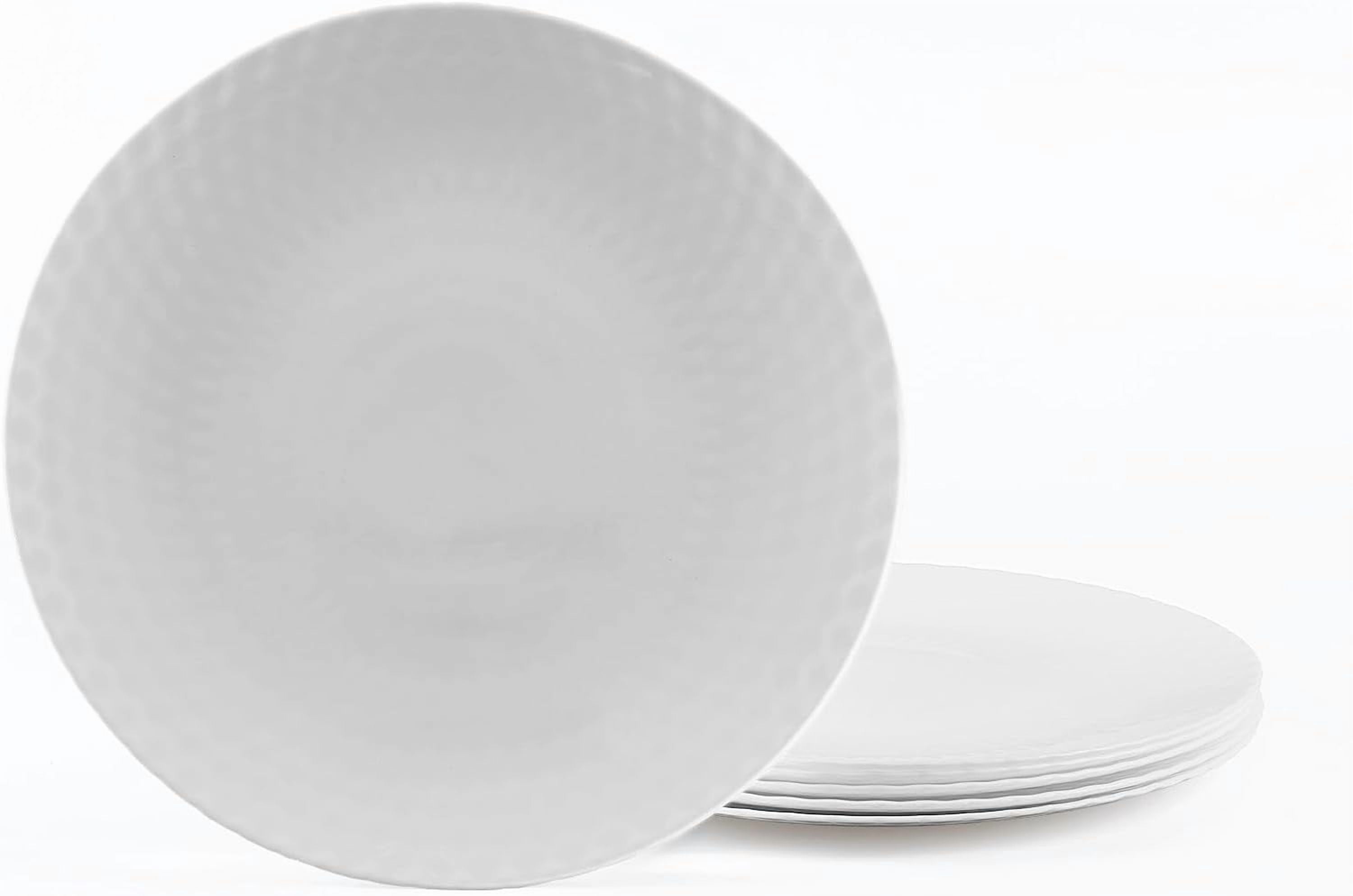 7.5 inch Appetizer Plate Set of 6, Opal Glass Round Geometric Faceted ...