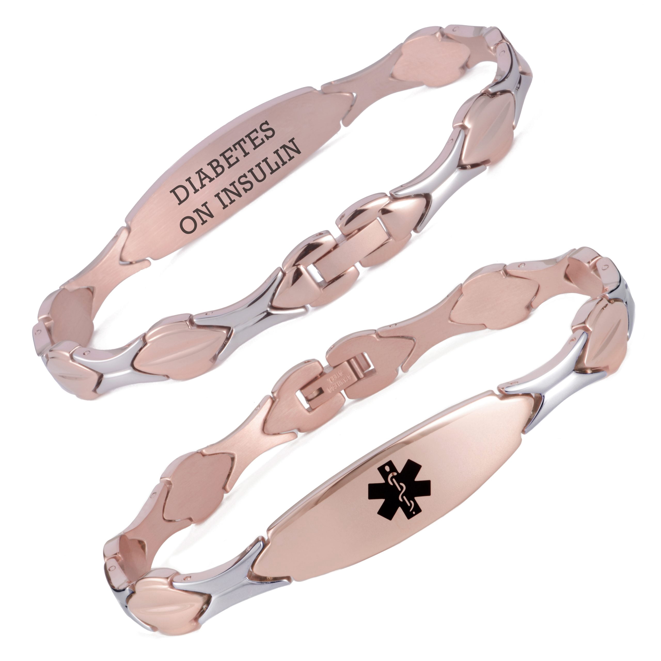 7.5 inch Linnalove Pre Engraving Diabetes on insulin Rose gold Fashion ...