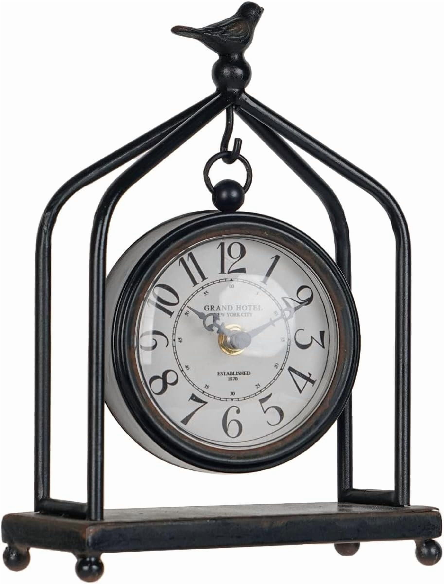 7.5'' x 10'' Mantel Clock Iron Tower Frame, Creative Bird Ornament ...