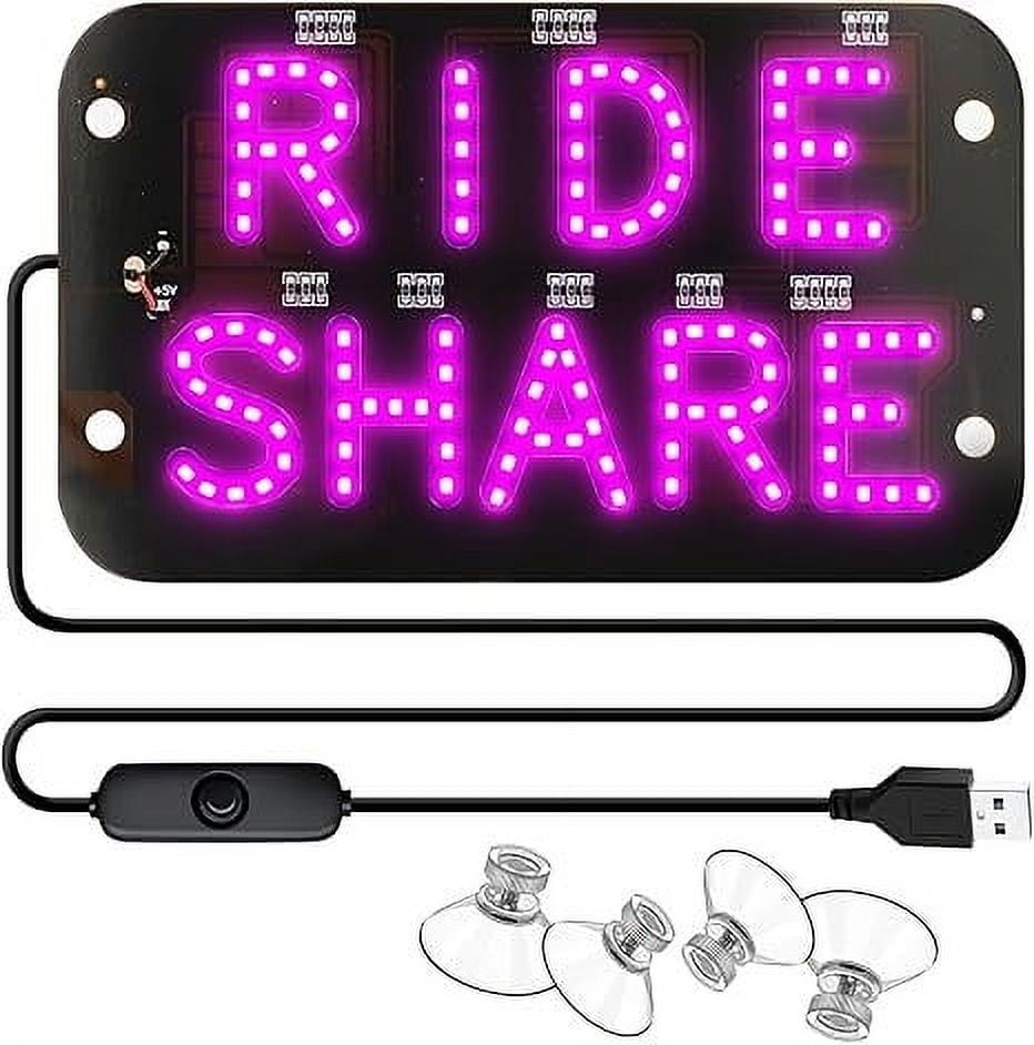 7.5" x 4.5" Windshield LED Car Sign RGB Light Display for Ride Drivers ...