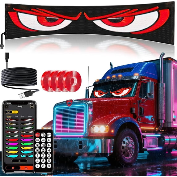 7.5"x35.3" Devil Eyes Light Sign for , Eyes Animated for Windshield ...