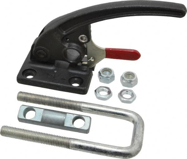 7,500 Lb Capacity, Horizontal, U Hook, Flanged Base, Carbon Steel Pull ...