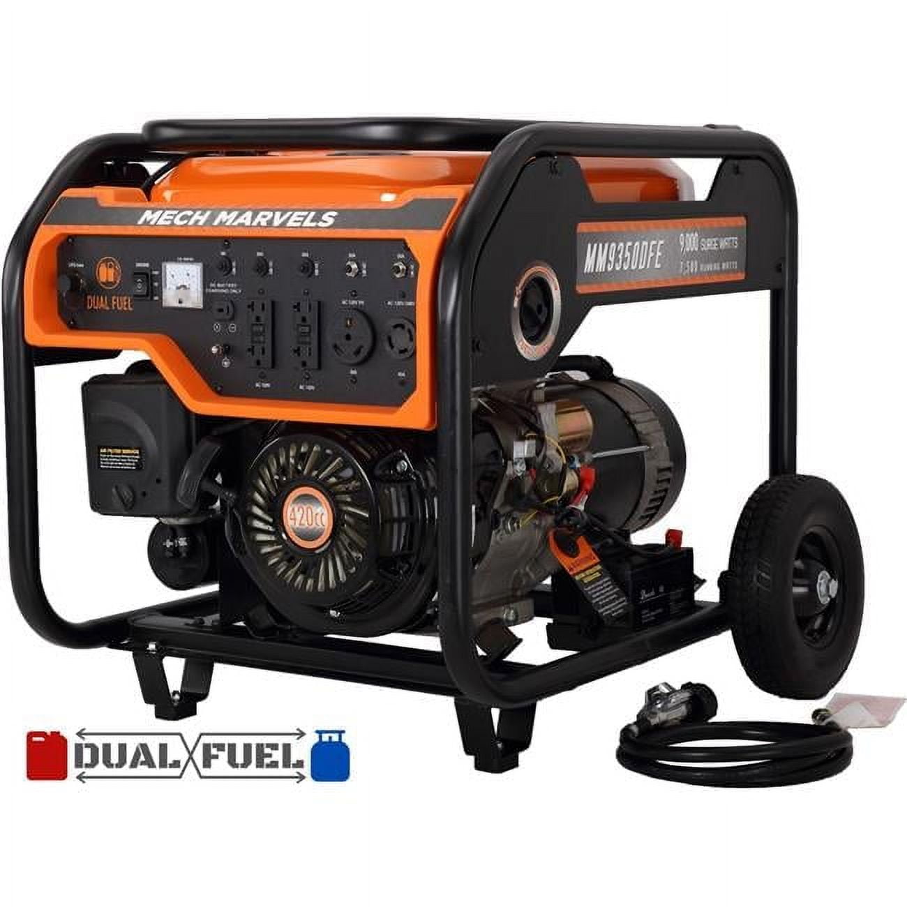 7,500-Watt Electric Start Runs on LPG or Gasoline Dual Fuel Portable ...