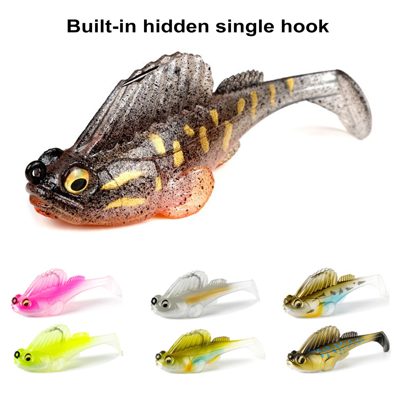 7.5CM/14G Soft Mudskipper Lure with Sharp Hook Paddle Tail Realistic ...