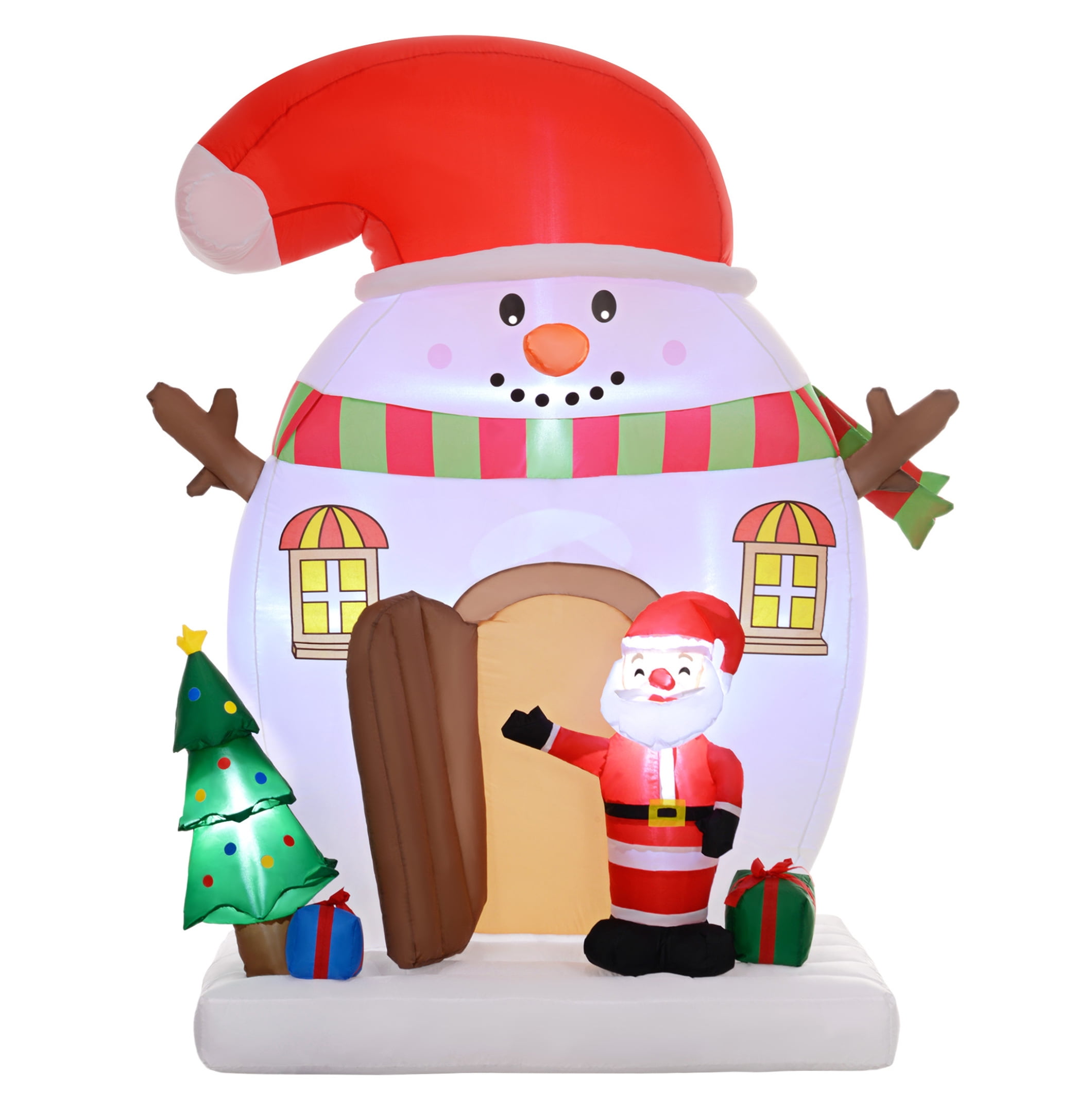 7.5FT Christmas Inflatable Snowman House with Santa Claus and Xmas Tree ...