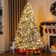 7.5FT Christmas tree, cedar-green PE mixed flocked, multicolored light ...