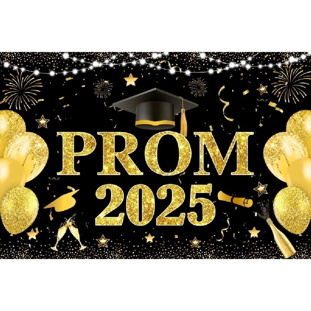 7*5FT Class of 2025 Graduation Backdrop Banner Gold Blue Bachelor Cap ...