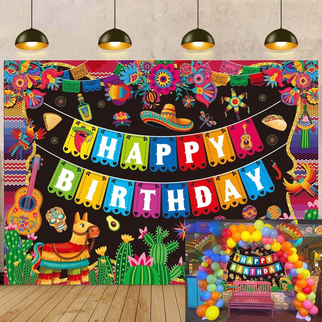 7×5FT Mexican Happy Birthday Backdrop Mexican Fiesta Theme Birthday ...