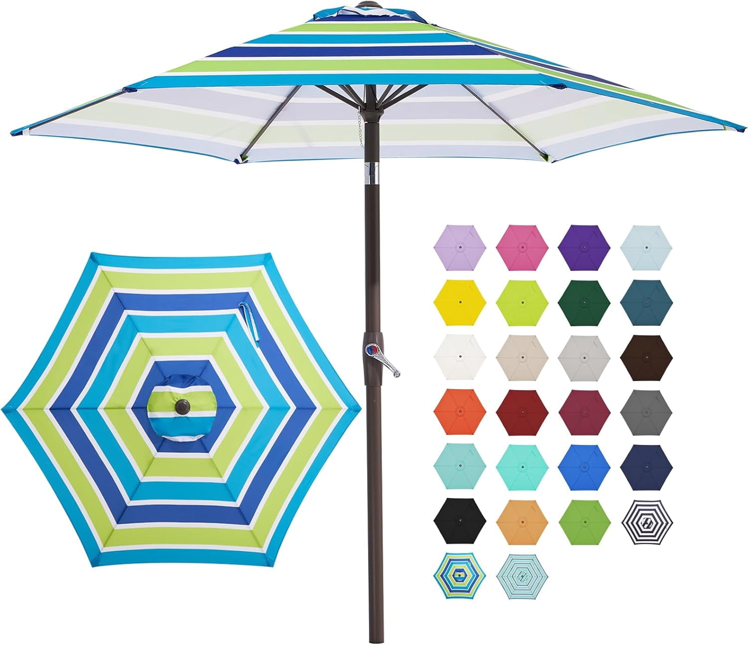 7.5FT Patio Umbrella Market Table Umbrella with 6 Sturdy Ribs, Push ...