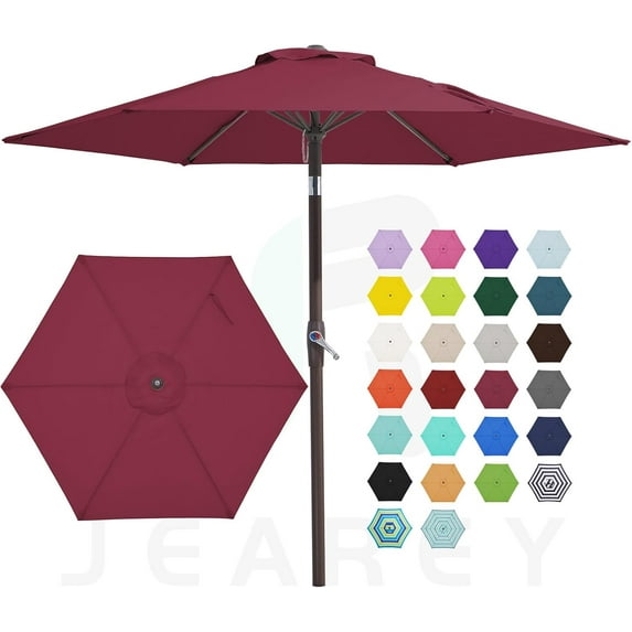 7.5FT Patio Umbrella Market Table Umbrella with 6 Sturdy Ribs, Push ...