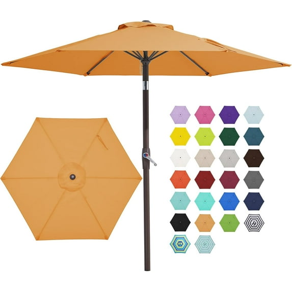 7.5FT Patio Umbrella Market Table Umbrella with 6 Sturdy Ribs, Push ...