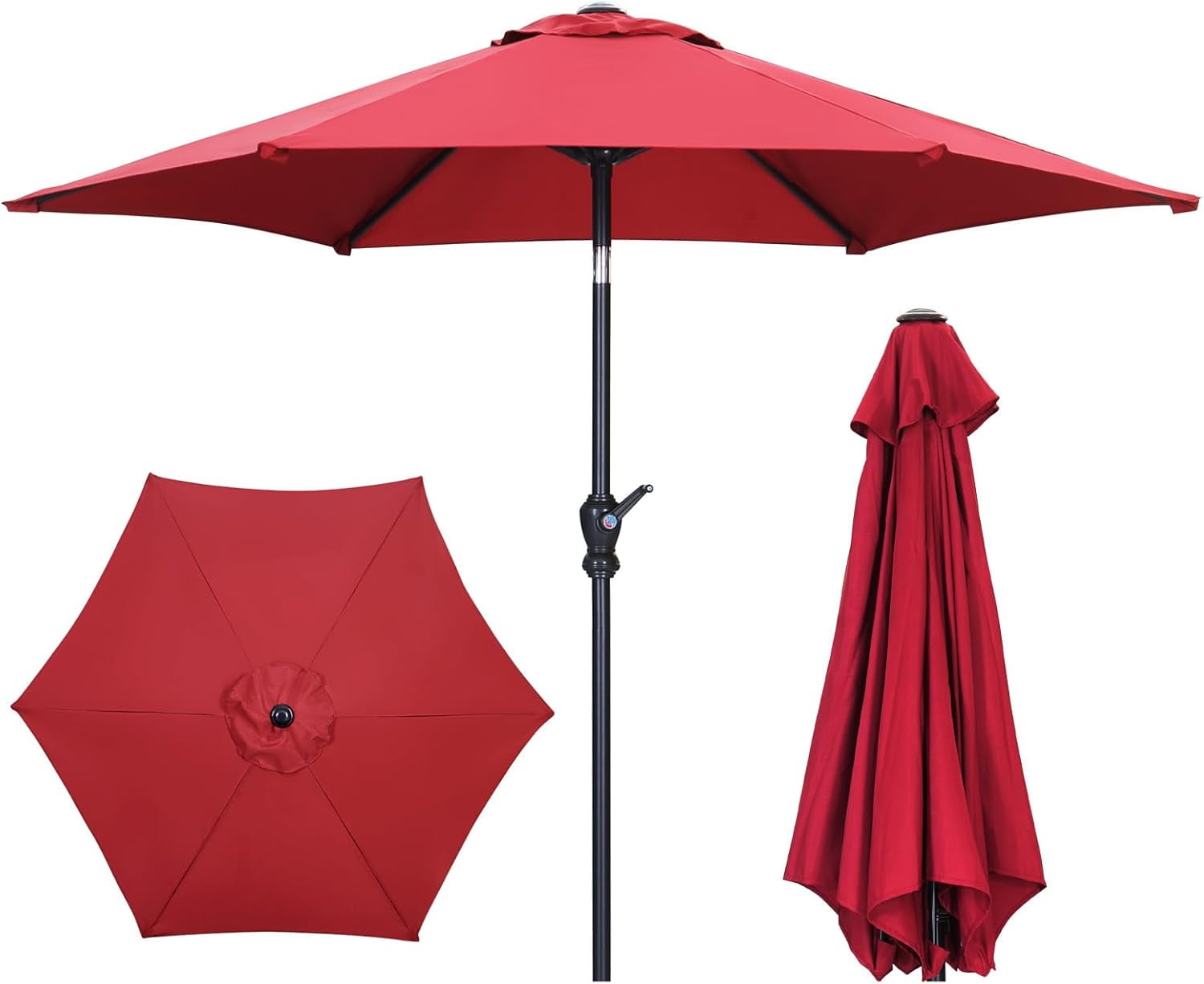 7.5FT Patio Umbrella Outdoor Table Umbrella,Market Umbrella with 6 ...