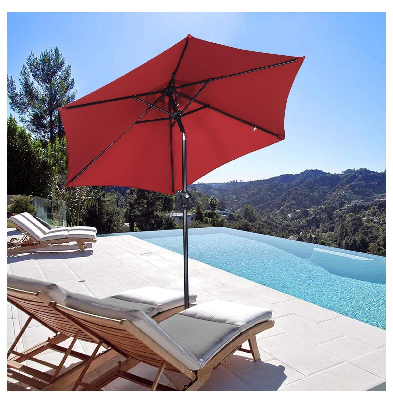 7.5FT Patio Umbrella Outdoor Table Umbrella,Market Umbrella with Push ...