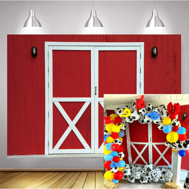 7×5FT Photo Backdrop Red Barn Door Backdrop Farm Photography Backdrop ...