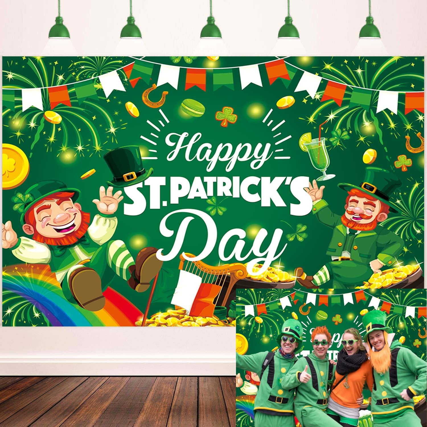 7×5FT Photo Backdrop St.Patrick's Day Backdrop Green Lucky Shamrock ...