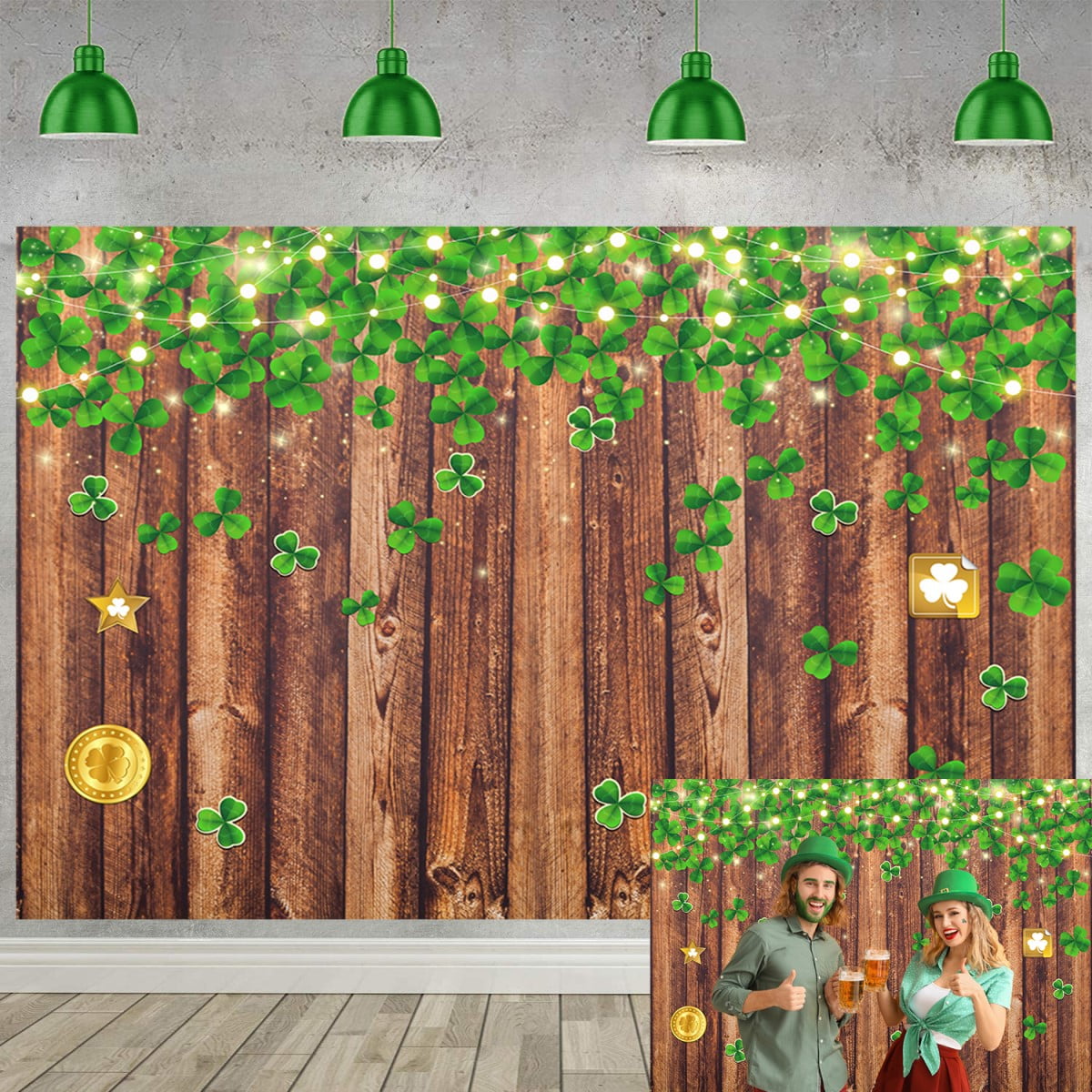 7×5FT Photo Backdrop St. Patricks Day Backdrop Green Shamrock Glitter ...