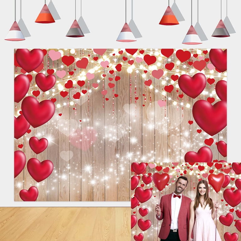 Rustic Valentine Backdrop Decorative Set Valentines Day Wood