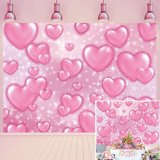 7×5FT Pink Backdrop Pink Heart Backdrop Early 2000s Glitter Romantic ...
