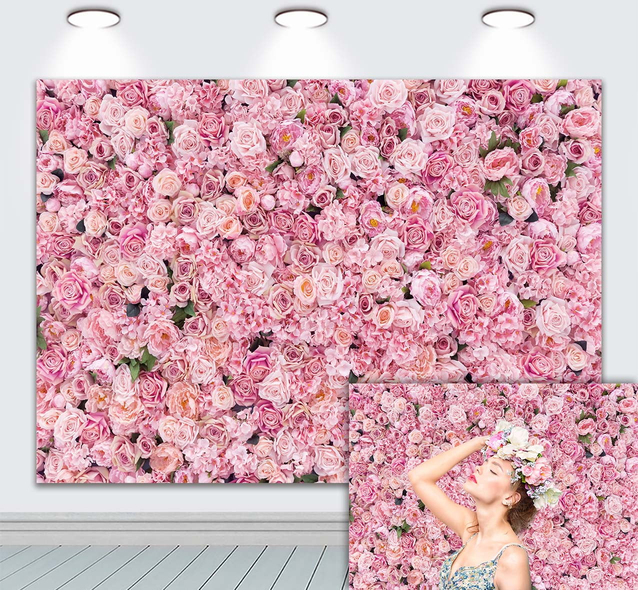 7×5FT Pink Backdrop Valentines Banner Wedding Decorations Pink Rose ...