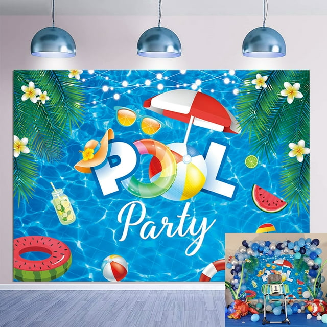 7×5FT Pool Party Backdrop Summer Hawaii Backdrop Beach Birthday ...