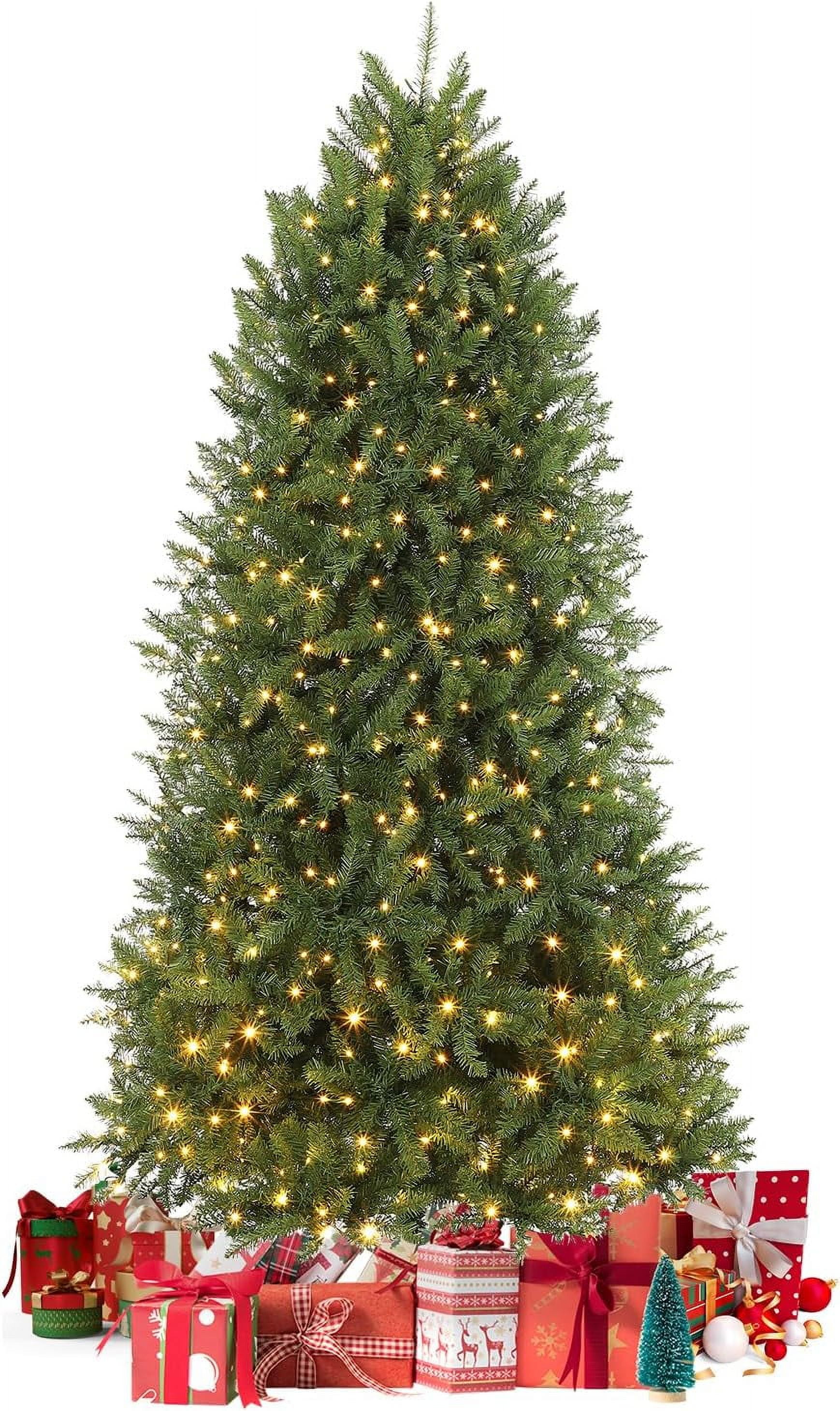 7.5FT Pre-Lit Artificial Christmas Tree with 750 Warm White Led Lights ...