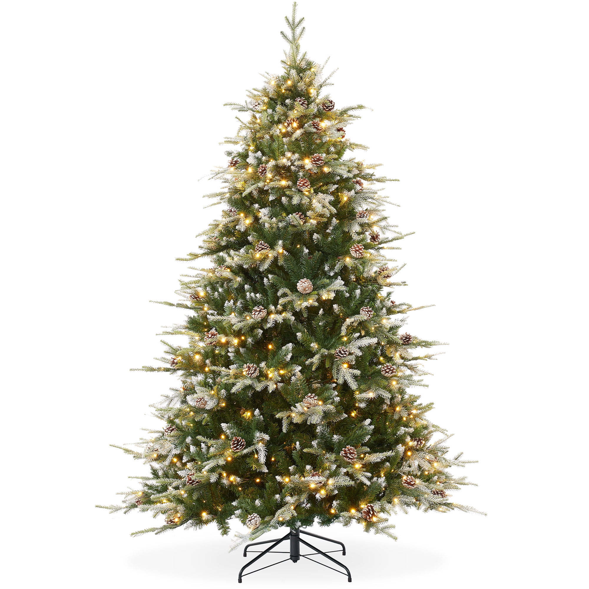 7.5FT Pre-Lit Frosted Aspen Fir Realistic Artificial Christmas Tree ...