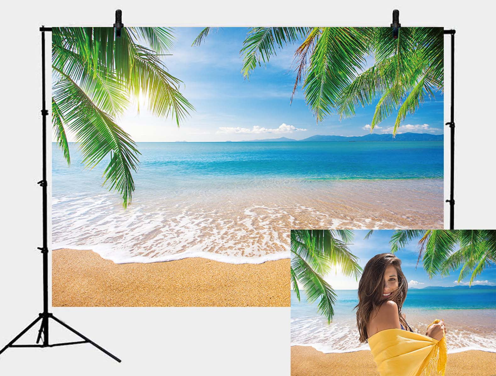 7×5FT Summer Tropical Beach Photography Background Palm Trees Luau ...