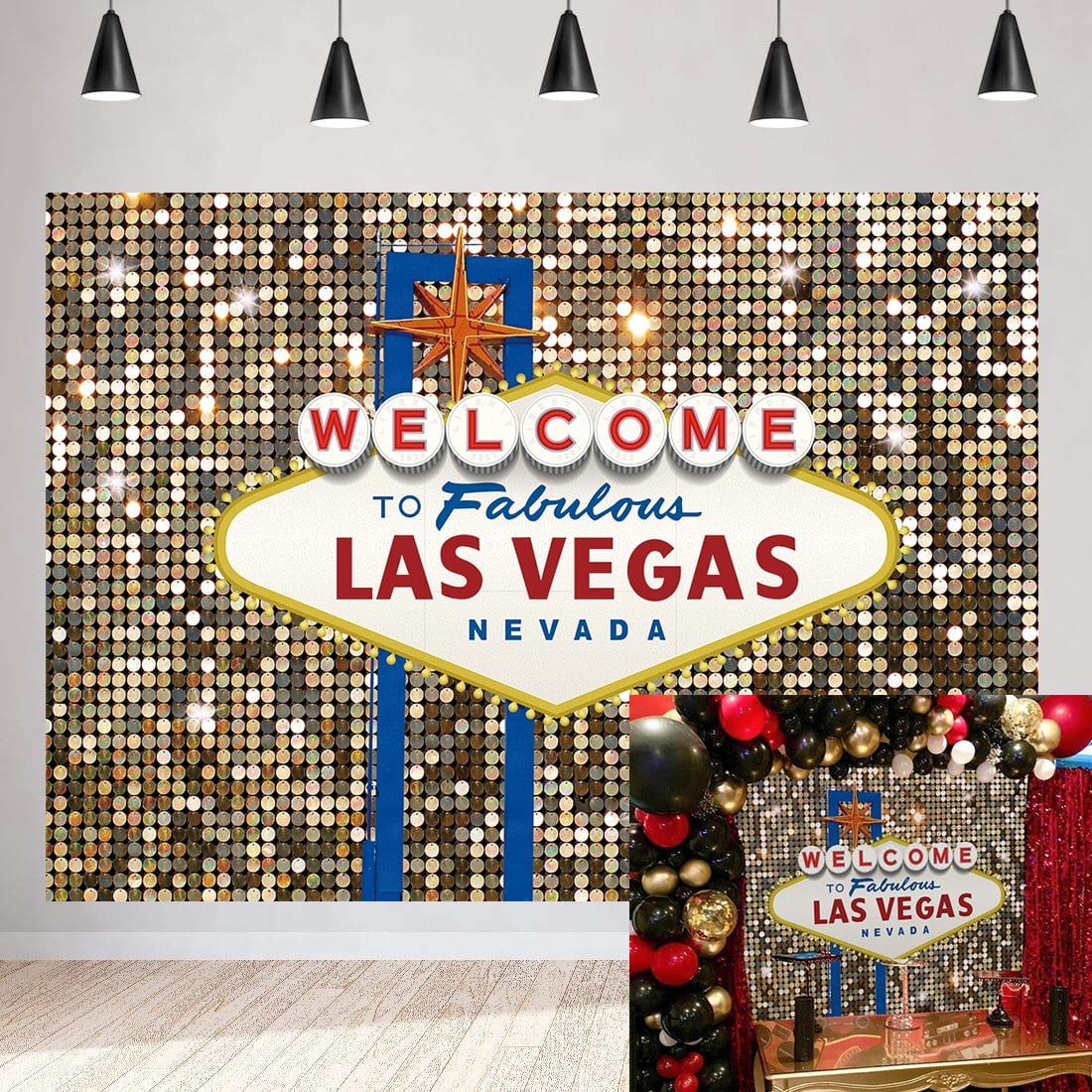 7×5FT Welcome to Las Vegas Backdrop Fabulous Casino Night Poker Party ...