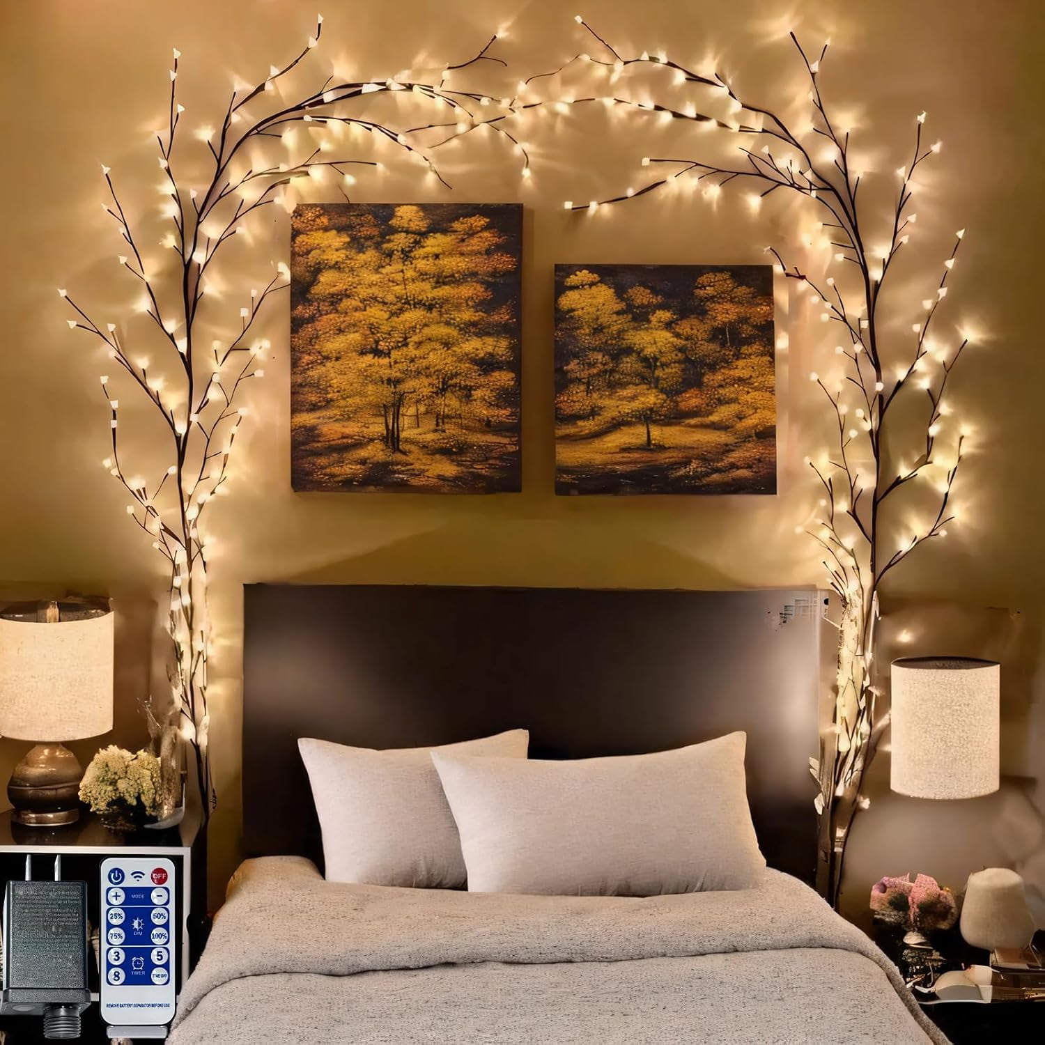 7.5Ft Lighted Willow Vine - 144 LED Christmas Decor Vines with Remote ...