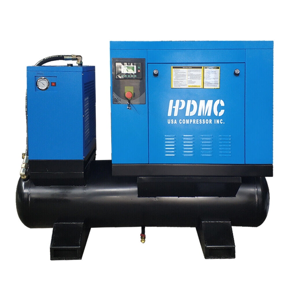 7.5HP 230V 1Phase Rotary Screw Air Compressor w/air dryer tank 29 cfm ...