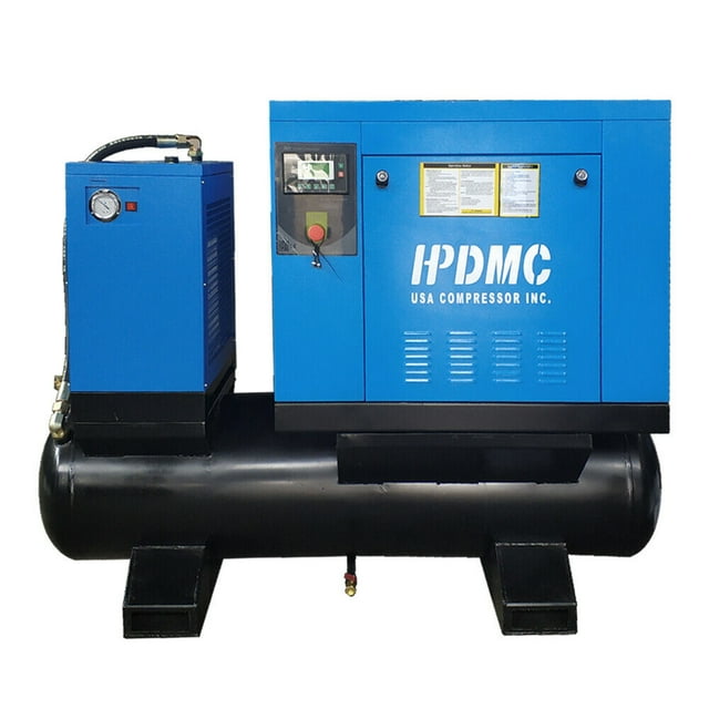 7.5HP 230V 1Phase Rotary Screw Air Compressor w/air dryer tank 29 cfm ...