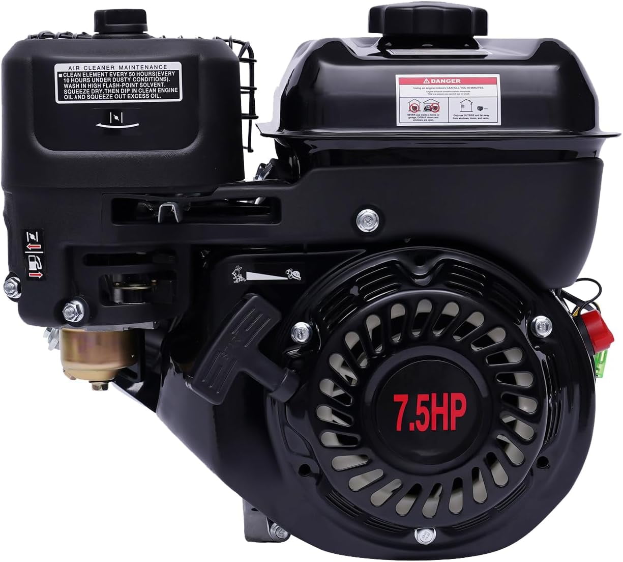 7.5HP Gas Engine, 210CC 4-Stroke Industrial Grade OHV Gasoline Engine ...