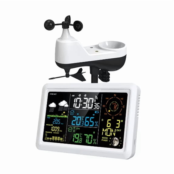 7.5In LCD Screen Weather Station with Outdoor Sensor Indoor Outdoor ...