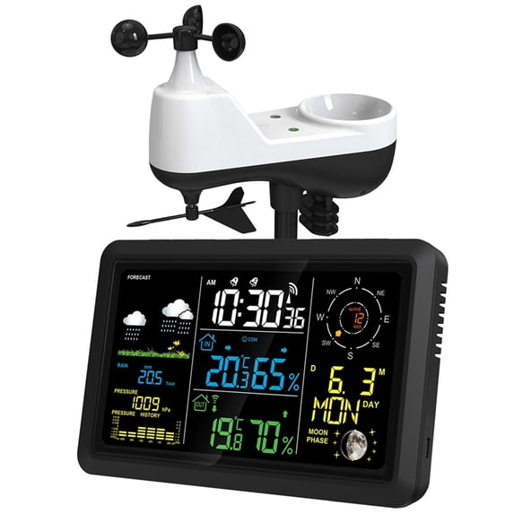 7.5In VA LCD Screen WeatherStation with OutdoorSensor Indoor Outdoor ...