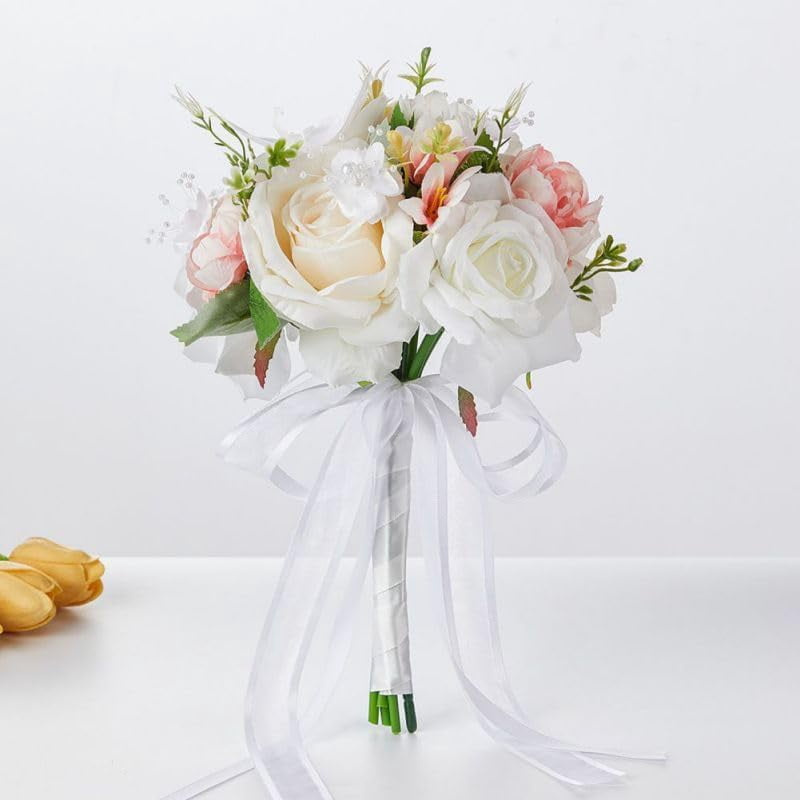 7.5Inch Artificial Rose Flower, Bridal Bouquet, Wedding Romantic ...