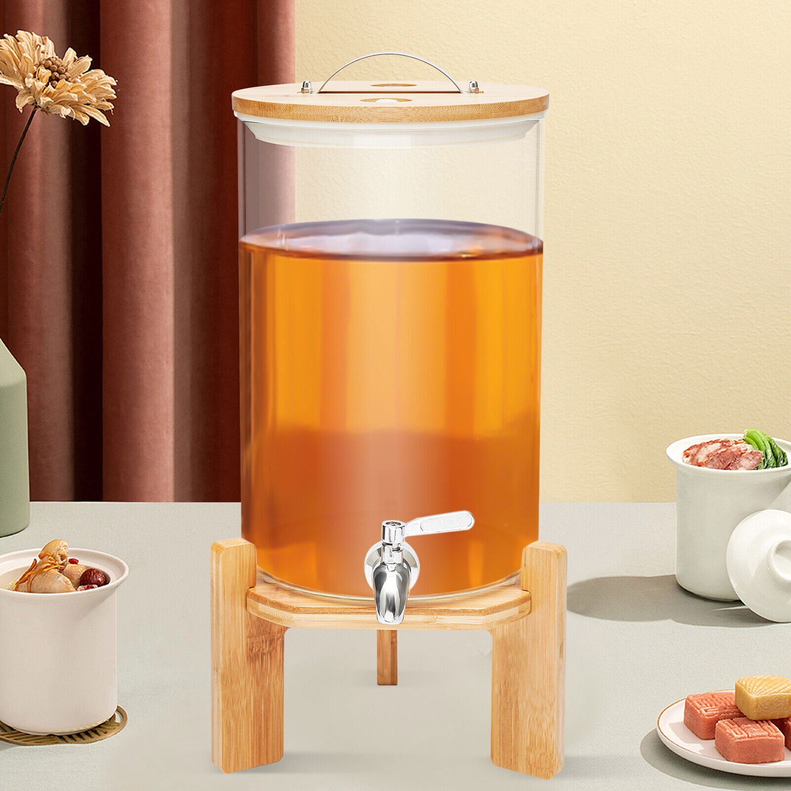 7.5L Glass Beverage Dispenser, Tabletop Fruit Juice Drink Dispenser ...