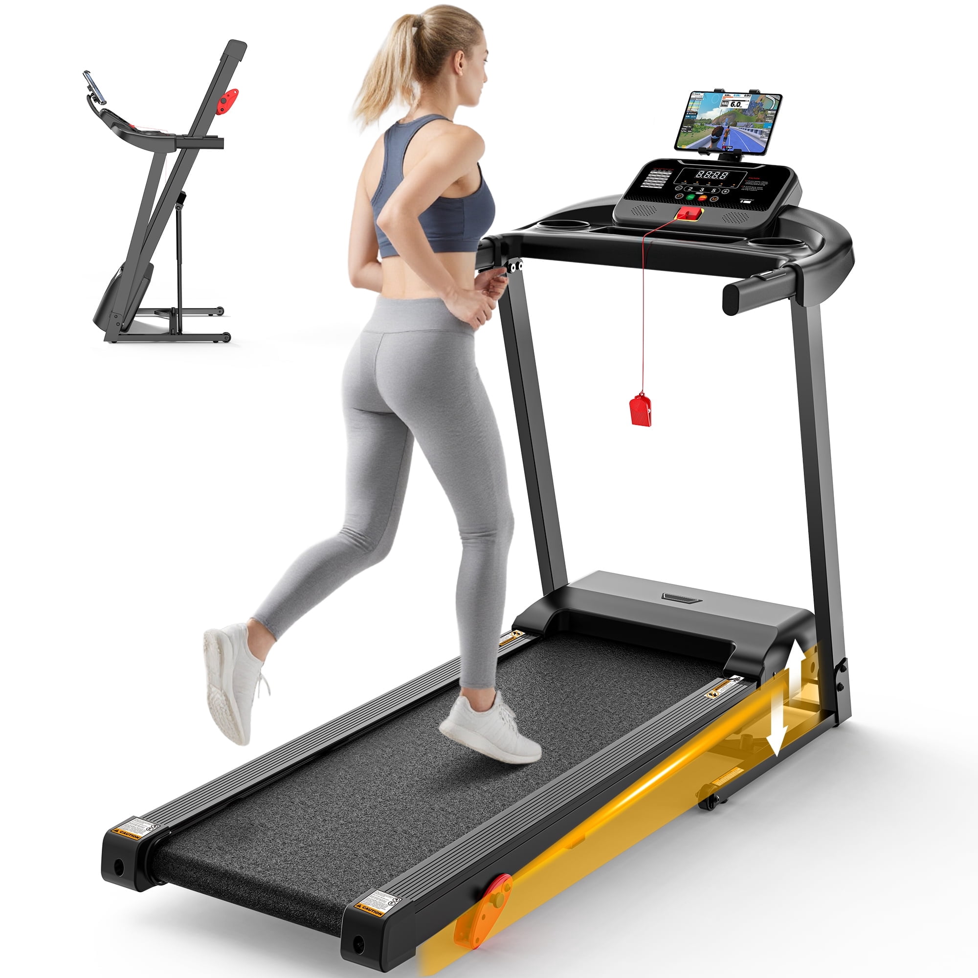 7.5MPH Treadmill for Home Use, Folding Incline Treadmill with APP ...