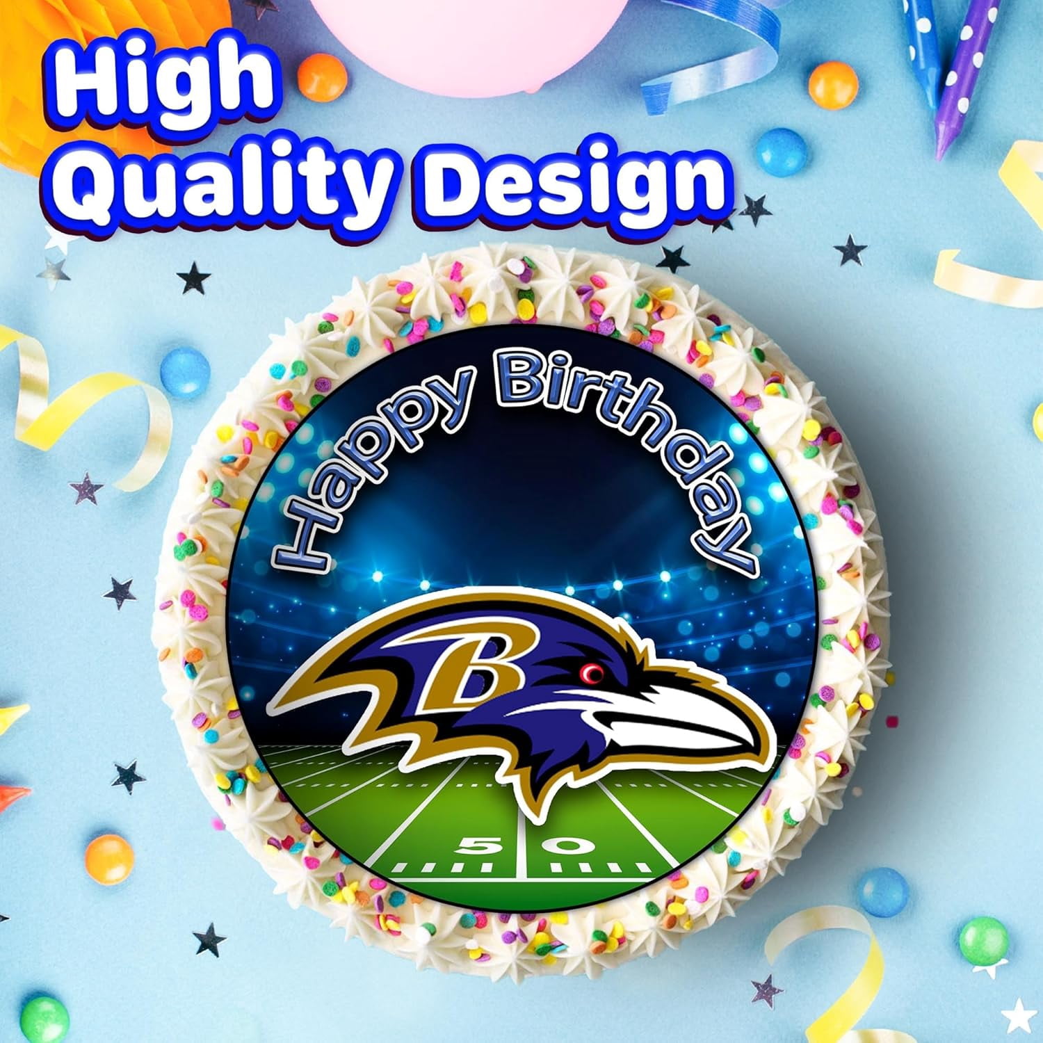 7.5X Inch Edible Cake Toppers – Ravens Themed Birthday Party Collection ...