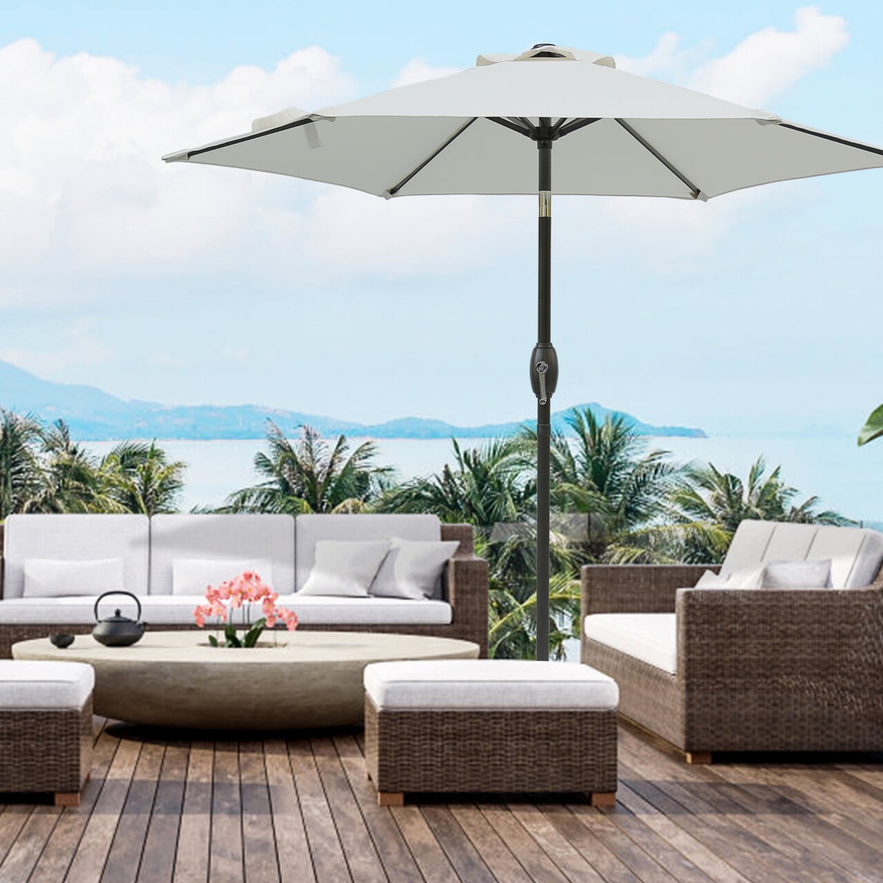 7.5ft * 7.5ft Patio Umbrella, Cantilever Patio Umbrellas with Crank and ...