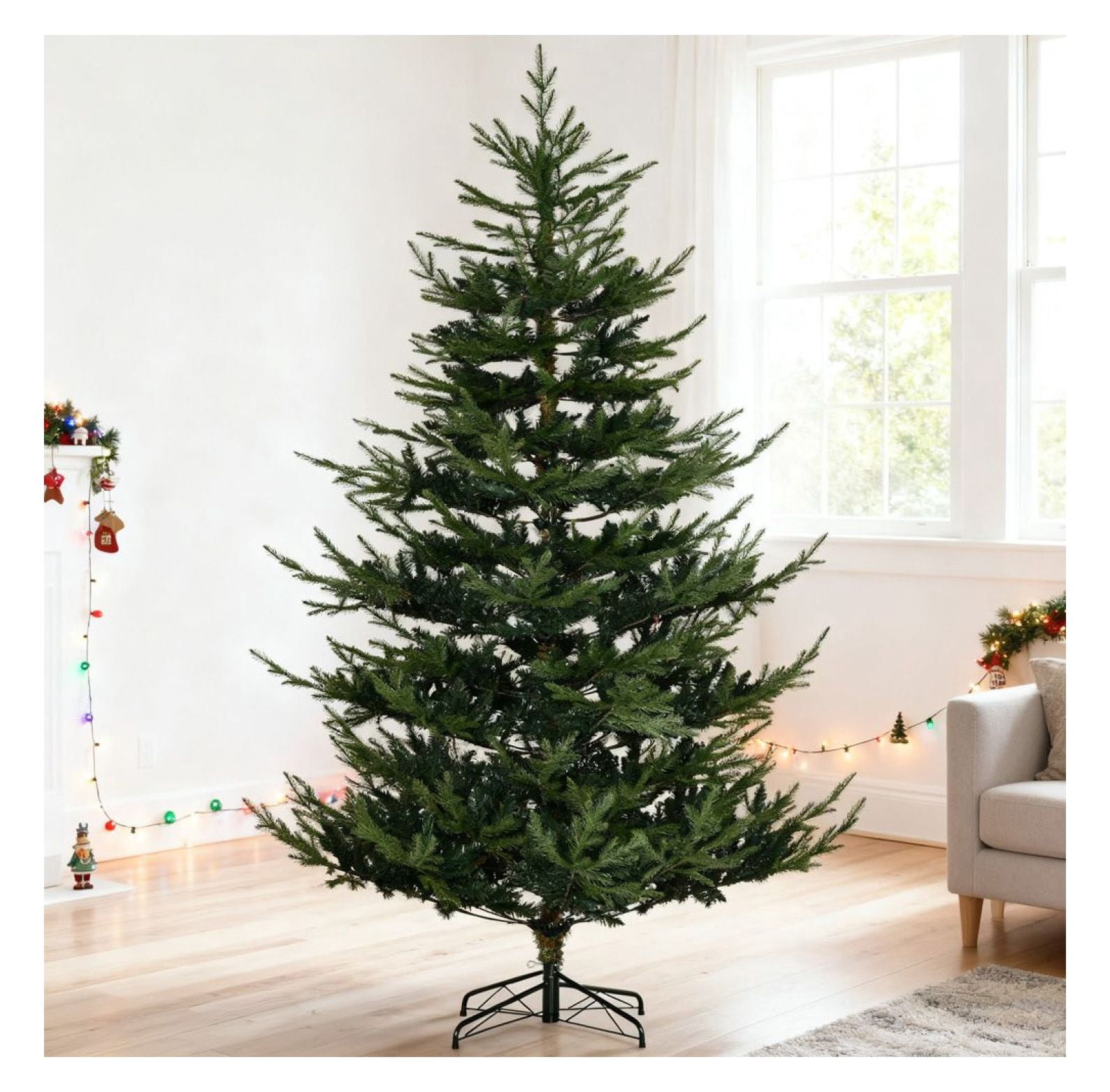 7.5ft Artificial Christmas Tree Nordic Pine Hinged Xmas Tree, 1218 ...