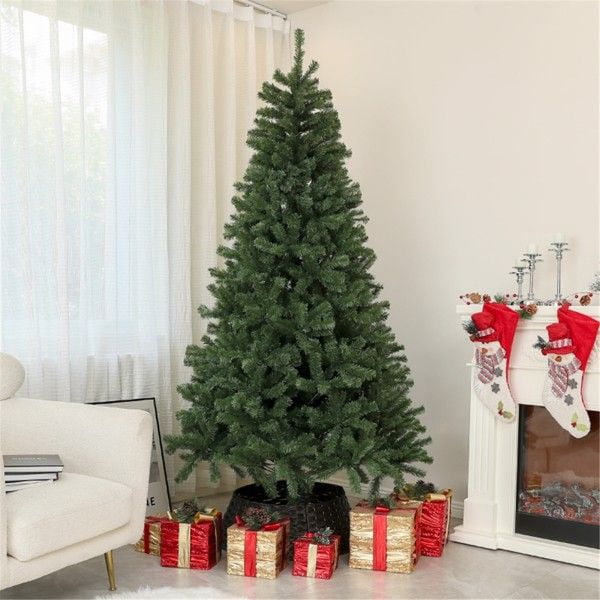 7.5ft Christmas Tree, Wide Realistic Artificial Tree - 1346 Tips, Flame ...